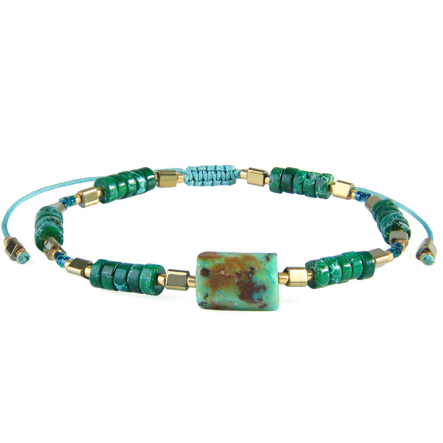 KELITCH Natural Crystal Beaded Friendship Bracelets for Women Turquoise Strand Bracelets New Jewelry