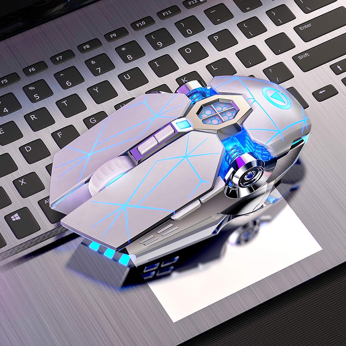 LingAo Gaming Mechanical Mouse, Wired, Silent Click, Ergonomic Shape,3200DPI, 7 Buttons, Backlit, Computer Mice Support Macro Definition for PC,Laptop, MacBook - White