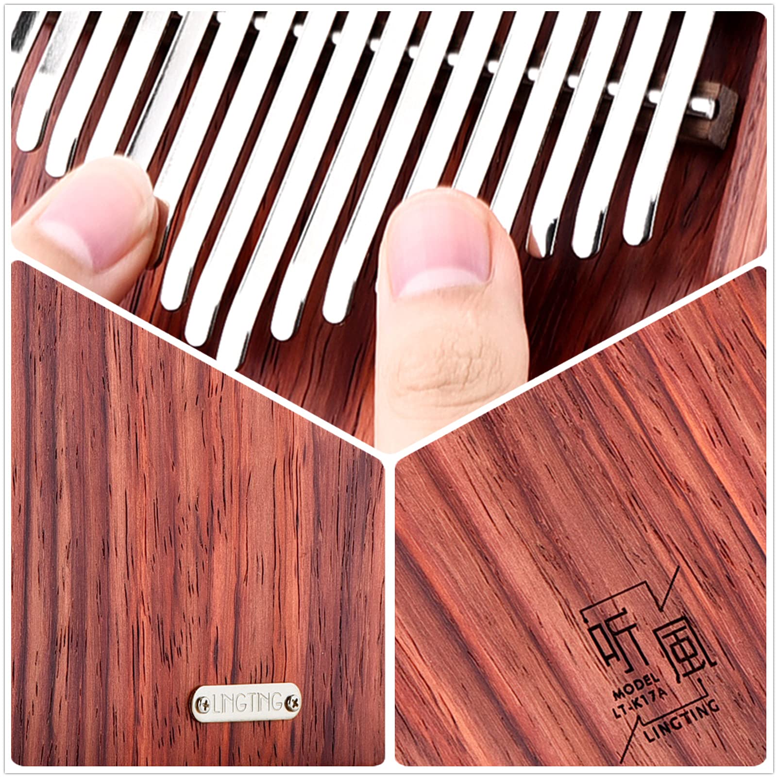 LingTing Kalimba 17 keys Thumb Piano Mbira Finger Piano Gift for Kids Adult Beginners Professional(LT-K17A,wind whisperer)