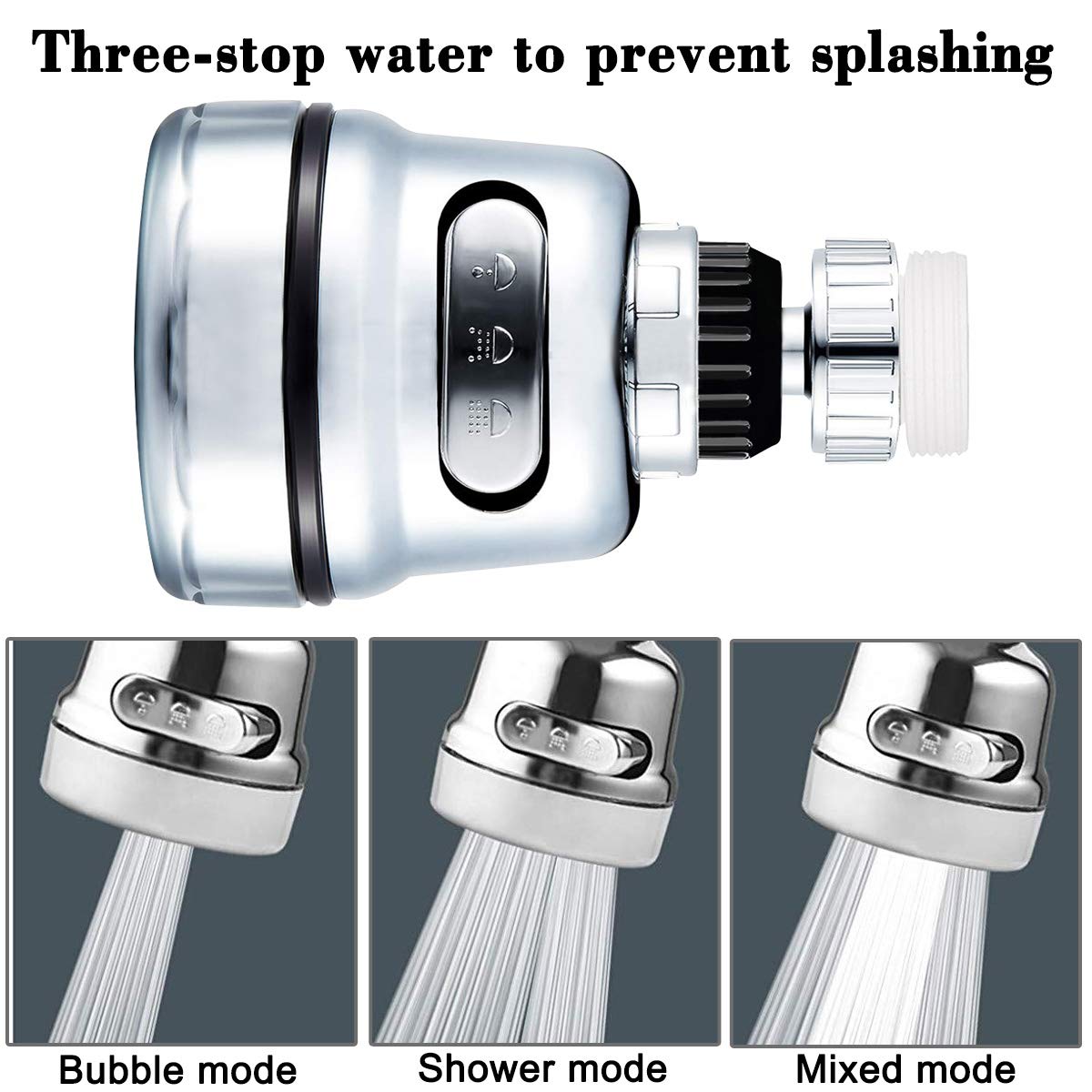 Lgsixe Faucet Water Filter,3 Modes Position Adjustable Sink Faucet Water Filter,Home Faucet Booster Booster Shower and Water Saving Faucet for Kitchen