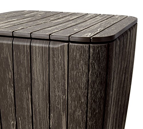 Keter Resin Luzon Outdoor Table with Extra Hidden Storage for Cushions and Patio Decor, Brown Wood Look