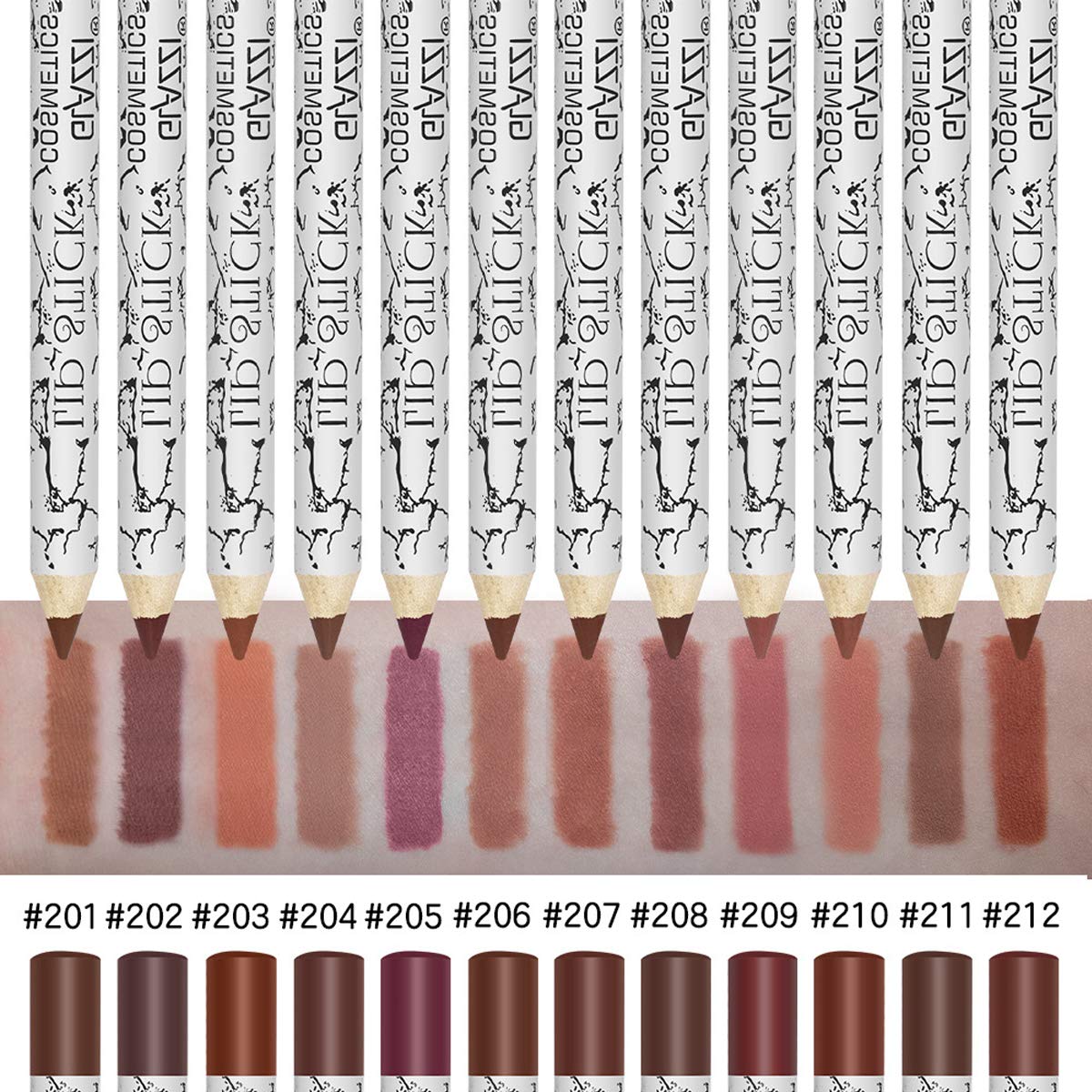 NICEFACE Lip Liner Pencil Set,12 Color Matt Smooth Waterproof lip pencil set lip pencil set, Natural Long Lasting Makeup Lip Liners