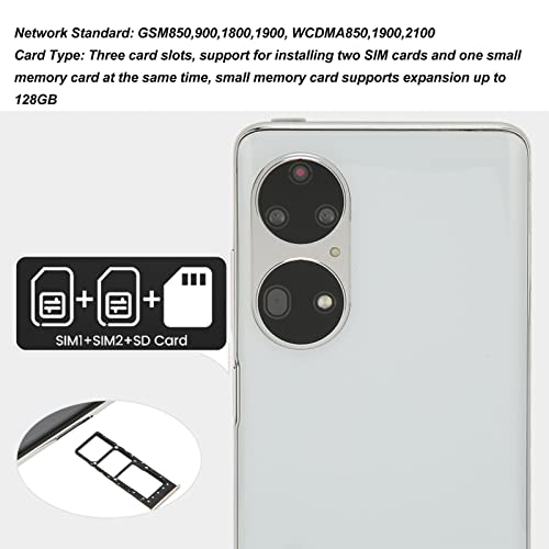 P60 Pro Smartphone 7.0 Inch for Android 11.0 MT6893 Quad Core Cell Phone 4GB 64GB 8000mAh Phone with Front 8MP Rear 16MP 100β240V White Full Screen Dual SIM Unlocked Phone