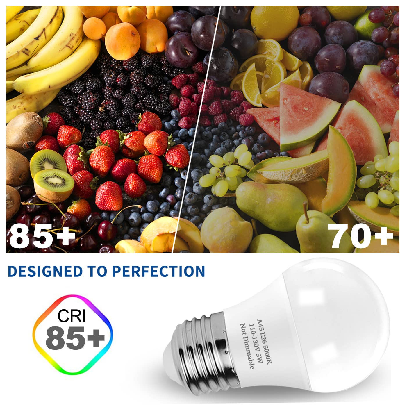 LED Refrigerator Light Bulb, 5W Waterproof Freezer LED Light Bulb E26 Daylight White 5000K, A15 LED Appliance Bulb for Ceiling Fan, Freezer, Lamp, Kitchen, Bathroom, 2 Pack