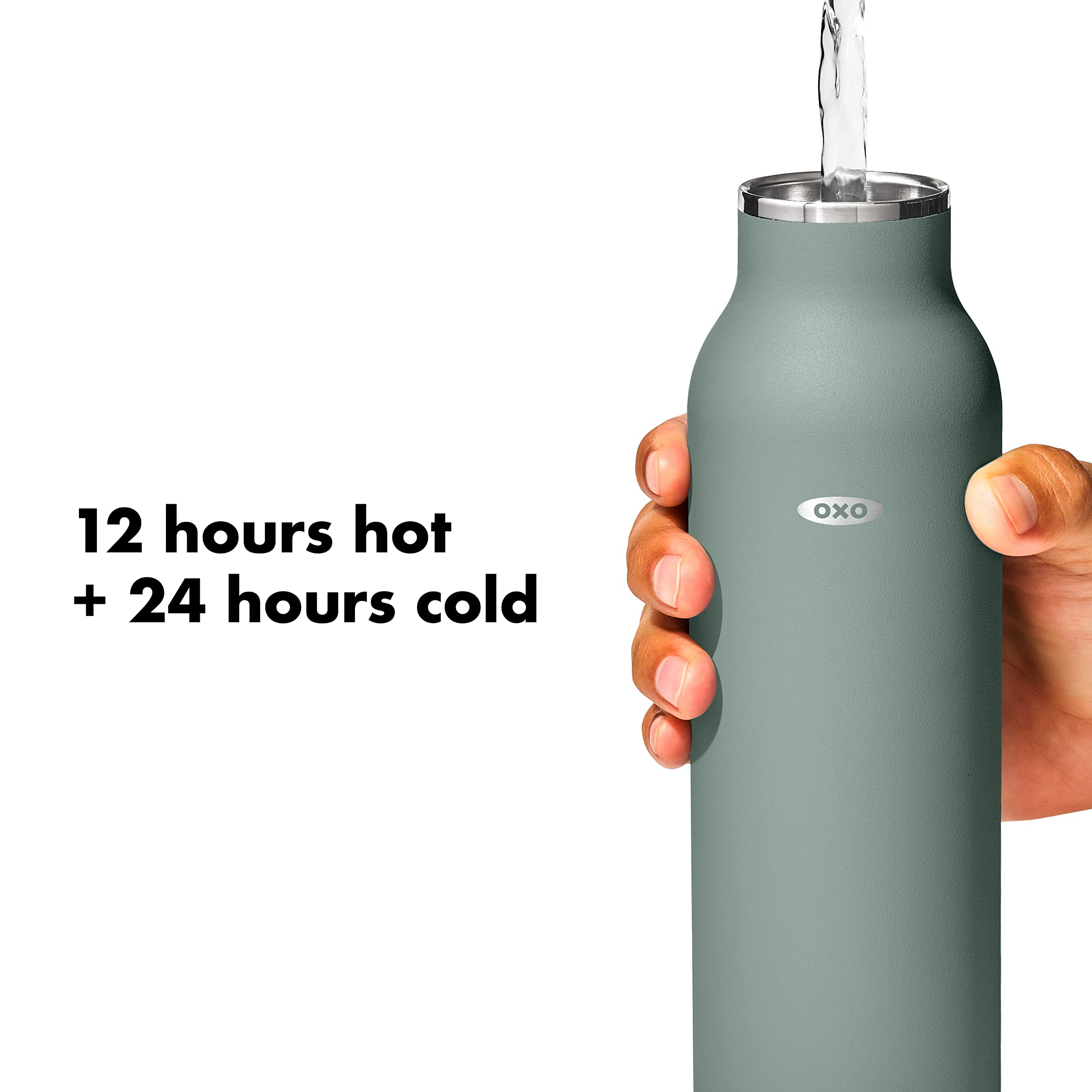 OXO Strive 24oz Insulated Water Bottle with Standard Lid - Jade