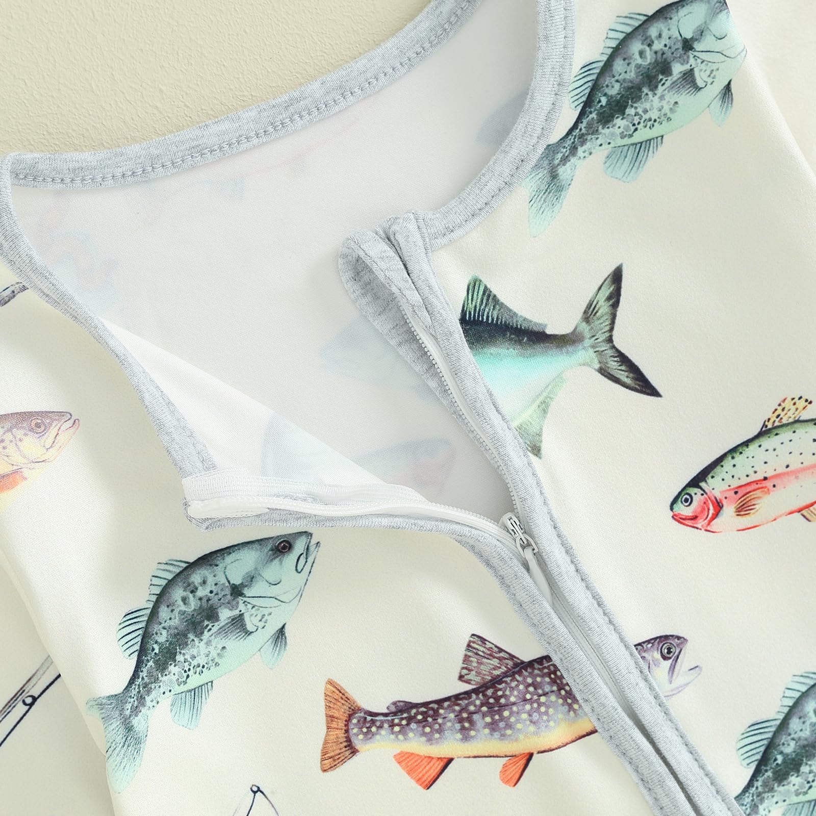 Lamuusaa Western Baby Girl Boy Clothes Long Sleeve Cow Print Romper Zipper Bodysuit Jumpsuit One Piece Fall Winter Outfit (Fish-White, 0-6 Months)