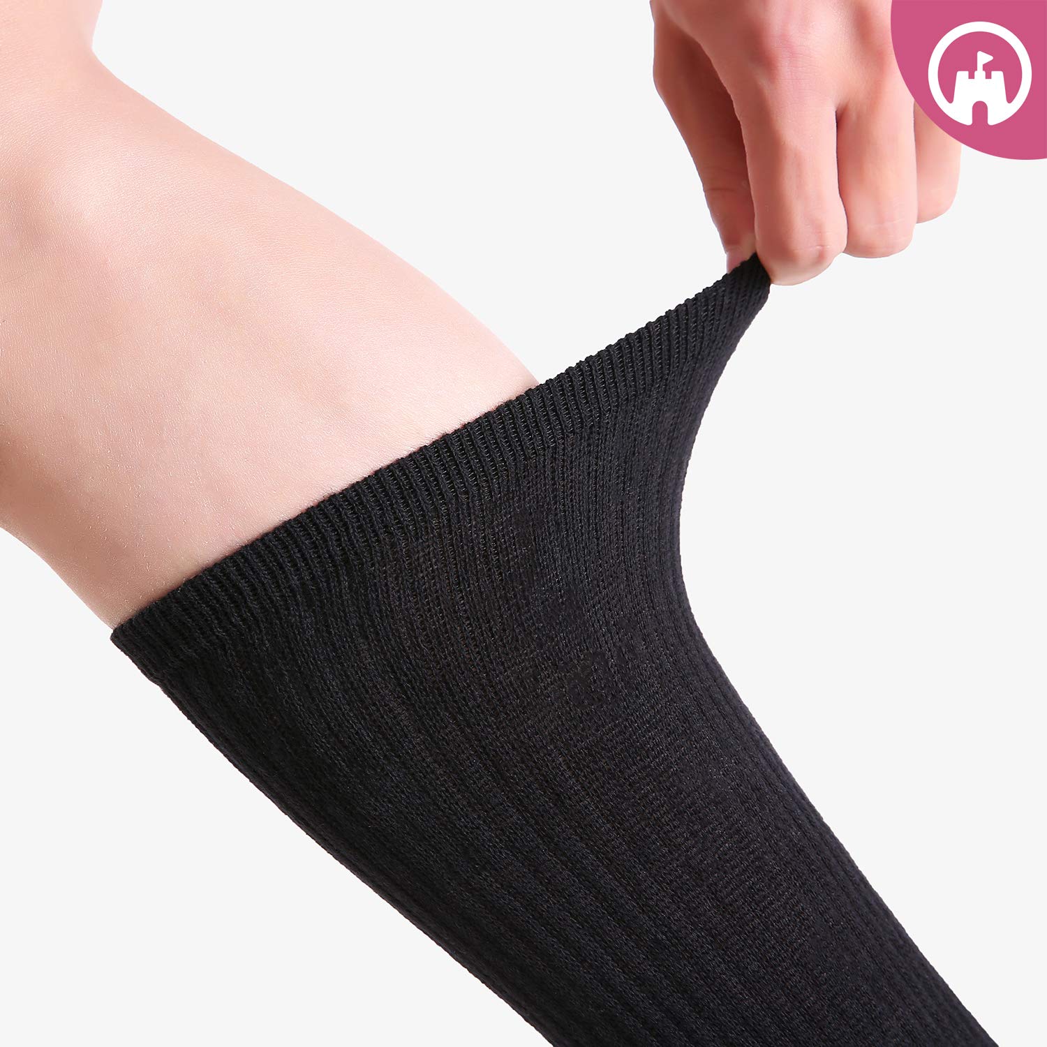 LIMPIDEE Black Socks for Women 6 Pairs Sports Long Cotton Running Socks Warm Performance Calf Womens Crew Socks 8-10