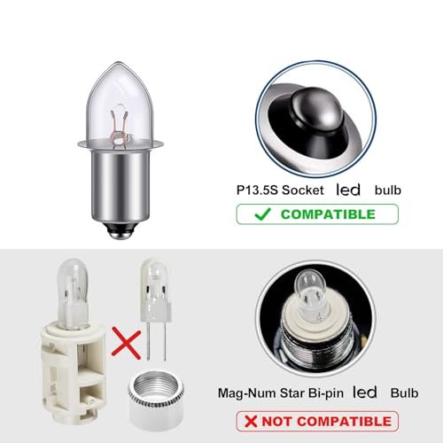 JOMITOP 2 Cell DC 3W 3 Volt LED Replacement Bulb 200LM Compatible with Maglite Flashlights Led Conversion Kit for 2 C/D Cell