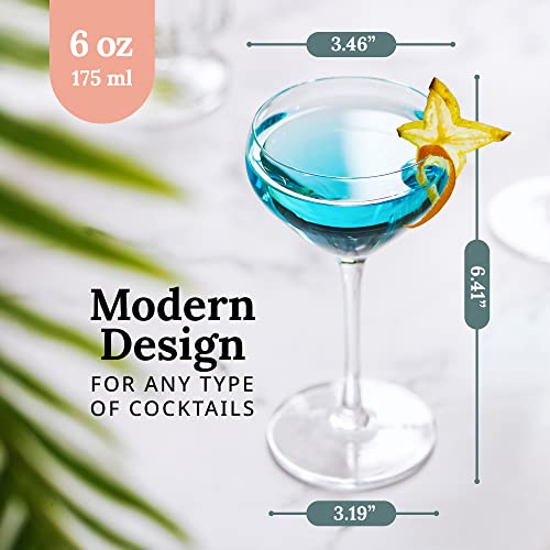 Nick and Nora Coupe Glasses β Martini Cocktail Glasses Set of 4 (5.7 oz) β Elegant Manhattan Glasses for Hosting Parties β Hand-Blown Lead-Free Crystal Cups