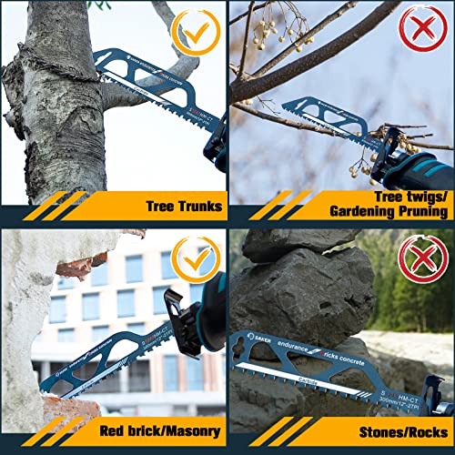 Saker Saw Blade-Demolition Masonry Reciprocating Hard Alloy Saw Blades for Cutting Wood,Porous Concrete,Brick 12โ/300mm