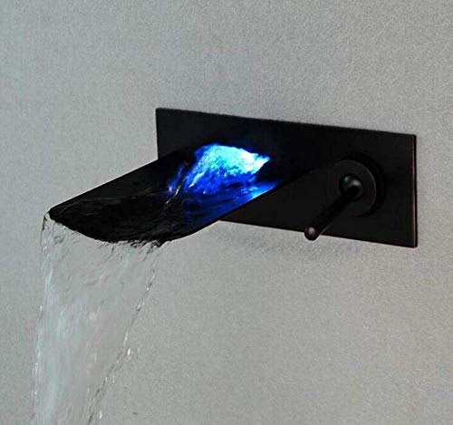 ShiSyan Y-LKUN Chrome Brass Faucetled Basin Faucet Bathroom Concealed Hot and Cold Waterfall Faucet Black