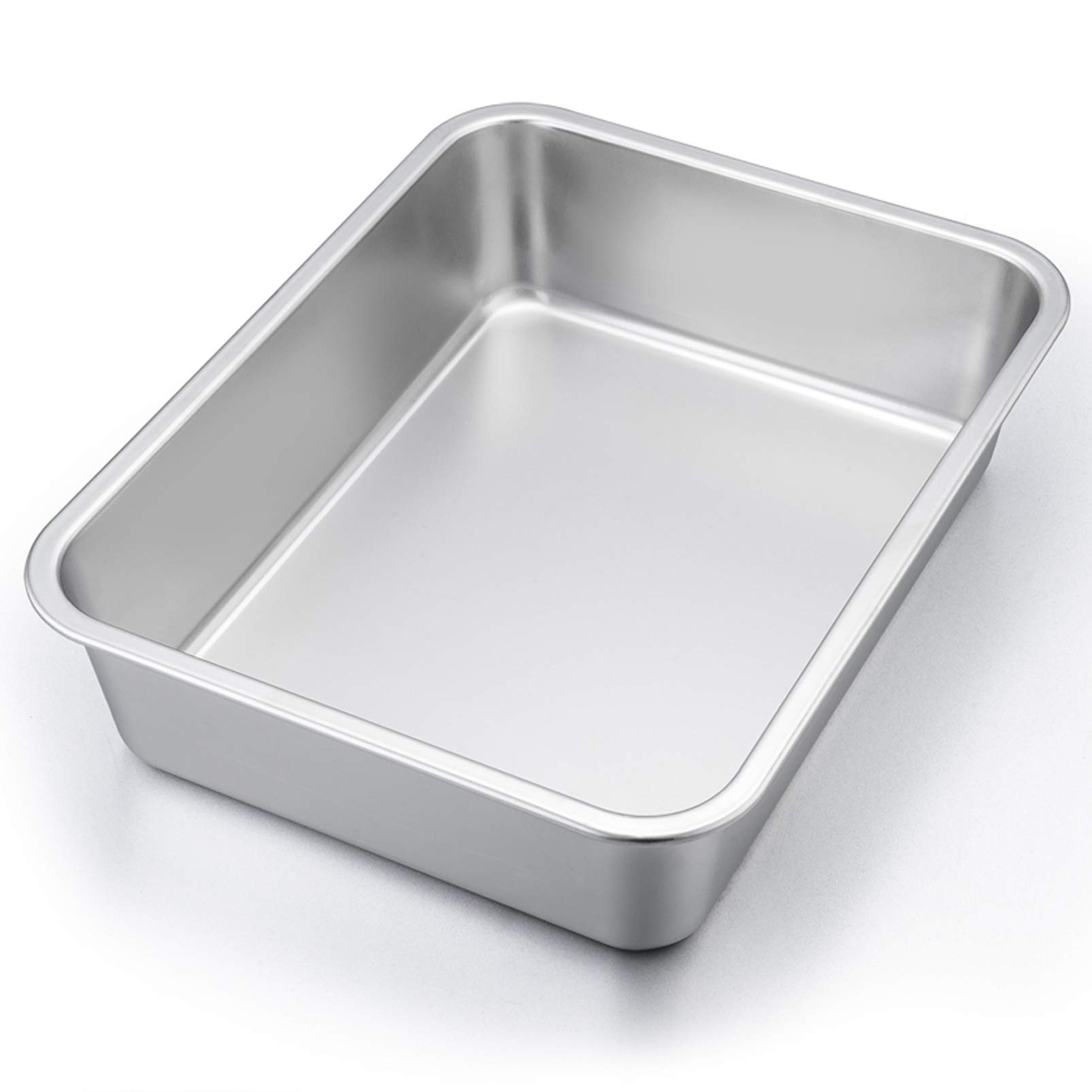 P&P CHEF Lasagna Pan, Rectangular Cake Pan Roaster Pasta Baking Cookie Sheet Pan Stainless Steel, 12.7āx10āx3.2ā, Heavy Duty & Durable, Oven & Dishwasher Safe