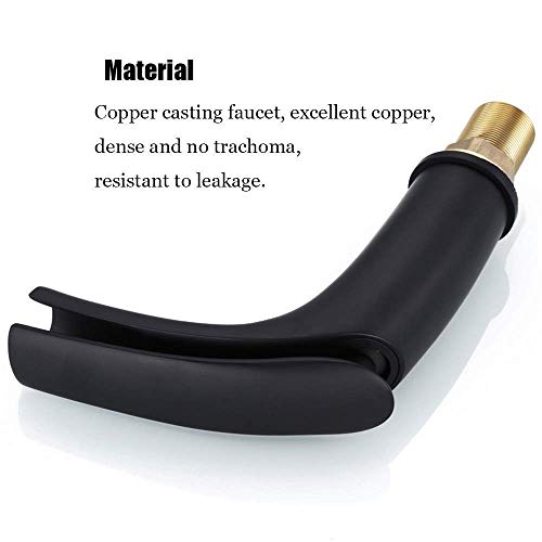 ShiSyan Y-LKUN Faucet Pretty Full Copper Waterfall Wash Basin Counter Basin Bathroom Cabinet Bathroom Faucet Single Hole Faucet Nordic Black Paint Durable
