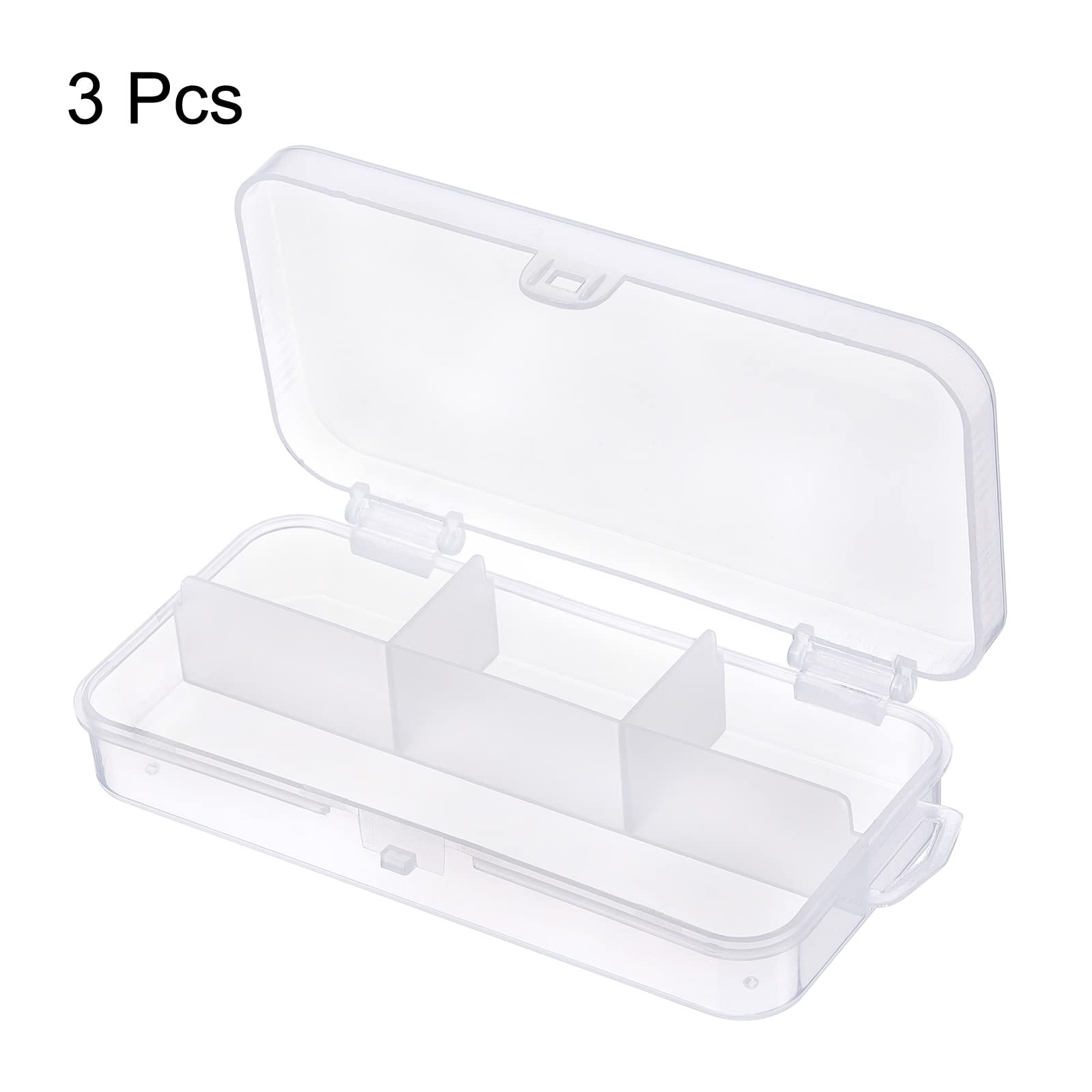 PATIKIL Fishing Lure Storage Box 3 Pack Plastic Fish Tackle Container Organizer, Clear