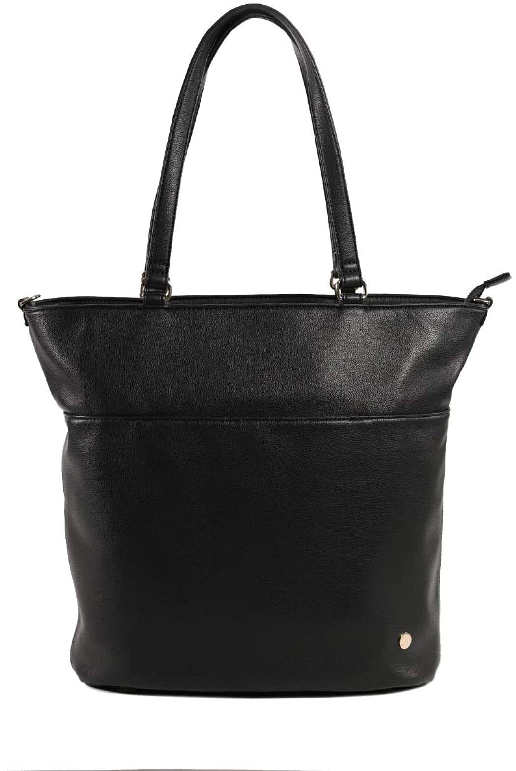 Little Unicorn Citywalk Tote – Diaper, Work, Travel Bag with Changing Pad - Premium Vegan Leather – 6 Interior Pockets – Wipes Clean Inside & Out (Black)