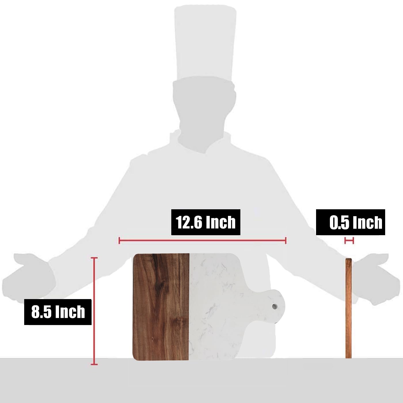 Resafy Acacia Wood Cutting Board,Butcher Block Chopping Board Charcuterie Cheese Carving Serving,Suitable for Kitchen,Restaurants,Dining Room and Baking(White)