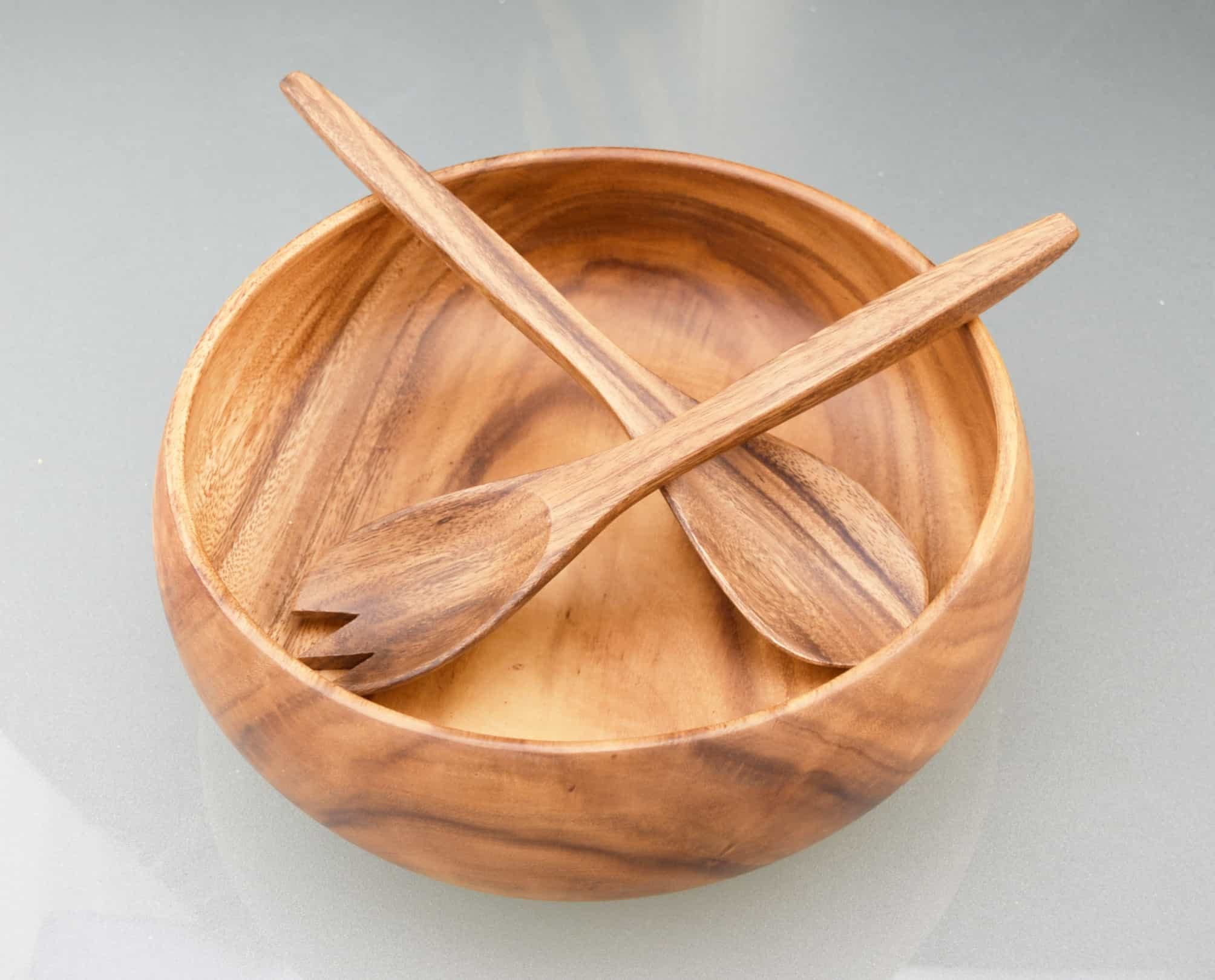 PACIFIC MERCHANTS Acaciaware Acacia Wood Round Calabash Salad Bowl, 10-Inch by 3-Inch, Hand Made From One Solid Piece Of Acacia Wood, Sustainable, Large Fruit Bowl, Popcorn, Pasta