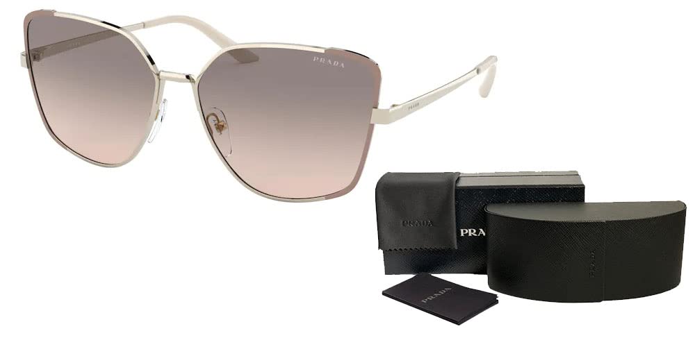 Prada PR60XS 07B4K0 59MM Pale Gold/Matte Pink/Pink Gradient Grey Irregular Sunglasses for Women + BUNDLE With Designer iWear Eyewear Kit