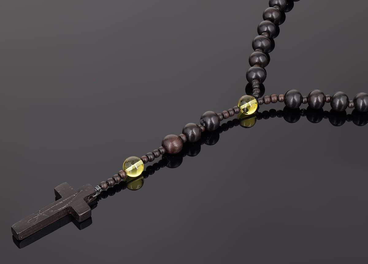 Royal rosary ebony tiger amber lemon handmade for women beautiful gift