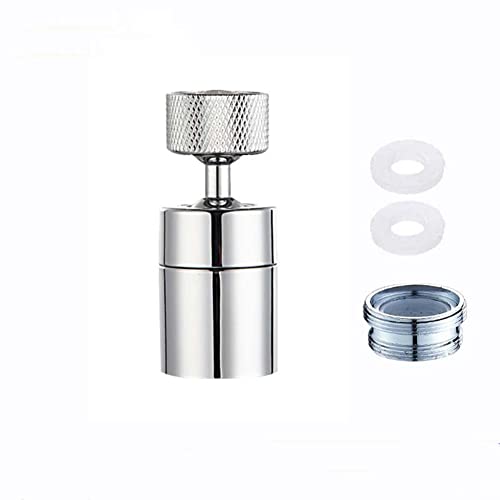 Sink Faucet Aerator, 1.8 GPM Extra Big Angle Rotate Kitchen Sink Aerator Sprayer Head 360 Degree Swivel Kitchen Sink Sprayer Attachment-55/64 Inch-27UNS Female Thread-Chrome (Metal Embossing, Silver)…