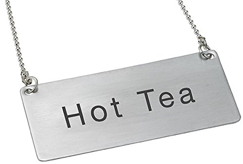 LeRose Stainless Steel Chain Signs ~ Set of 5 ~"Coffee","Decaf","Hot Water","Hot Tea","Iced Tea" ~ 3-1/2" x 1-3/4" Beverage Table Display Signs