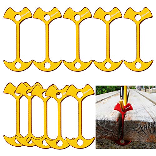 Keep Outdoor 10 Packs Aluminum Camping Tent Stakes Anchors Fishbone Shape for Plank Road Gallery Road or Timber Deck