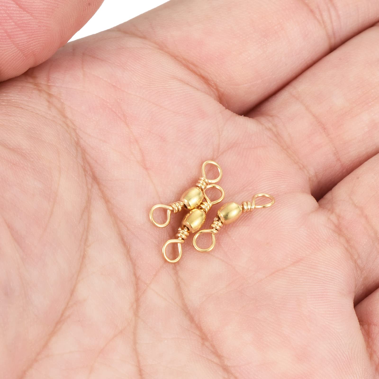 PATIKIL Fishing Barrel Swivel, 30Pcs 33lb Carbon Steel Solid Ring Terminal Tackle, Golden