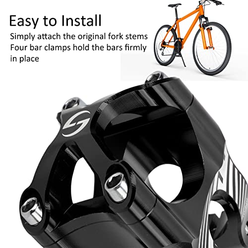 Pwshymi Handlebar Short Stem, Firmly Bike Stem High Strength Rust Proof Lightweight for Downhill Bikes for Road Bikes(Black)