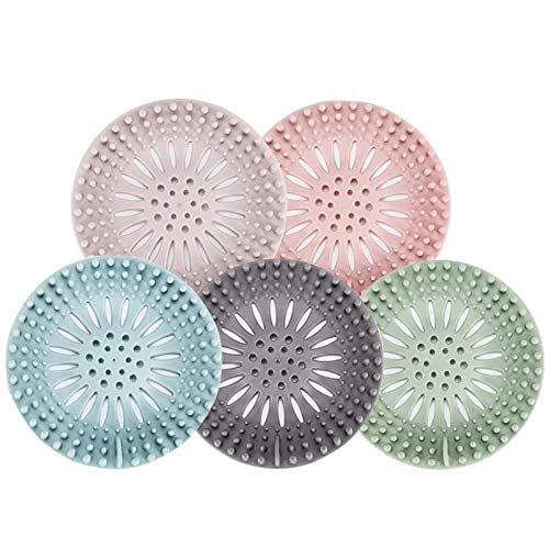 Sink Drain Strainer Durable Silicone Suckers for Bathroom and Kitchen,Sink Filter Sewer.Hair/vegetable scraps/garbage filters,Hair Stopper Shower Drain Filter,Easy to install and clean(5PCS)