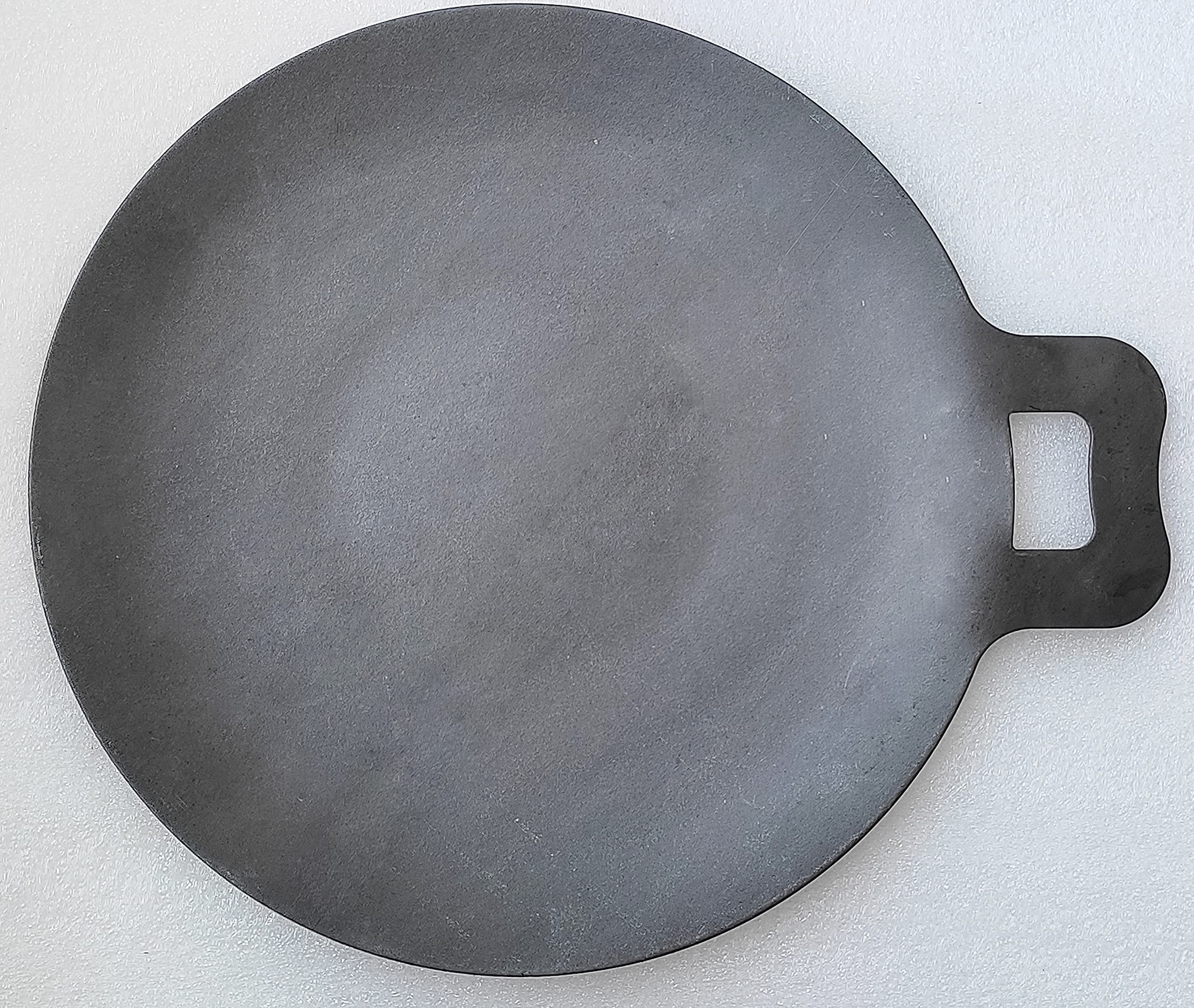 Nakshathra Iron Dosa Tawa Iron Dosa Kallu CookwareLarge Size Dosa Iron Tawa - 14 In with Handle Export Quality, Black