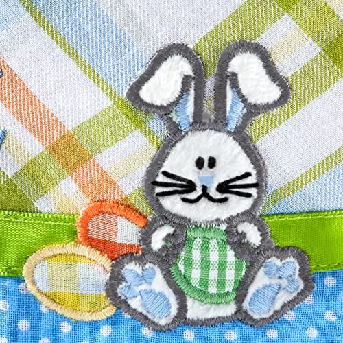 Let's Make Memories Personalized Easter Basket - Create Your Own - Wicker Basket - Embroidered Liner - Medium - Pink Bunny Applique