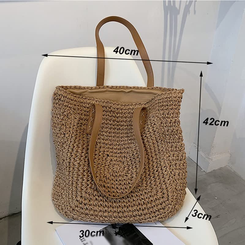 SFMZCM Summer Large Capacity Shoulder Bag Rattan Beach Bags Woven Handle Bag Casual Lady (Color : E, Size : 1)