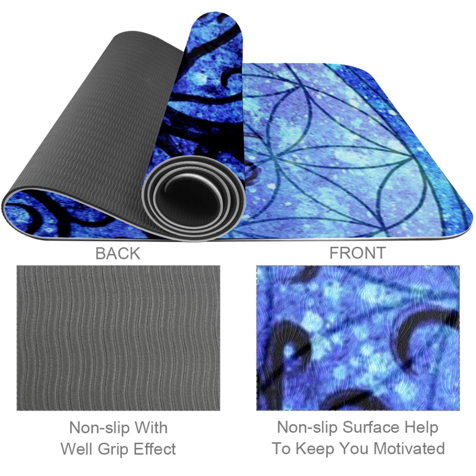LEVEIS Yoga Mat Tree of Life Symbol Thick Non Slip Exercise Workout Mats for Home Gym Floor Travel