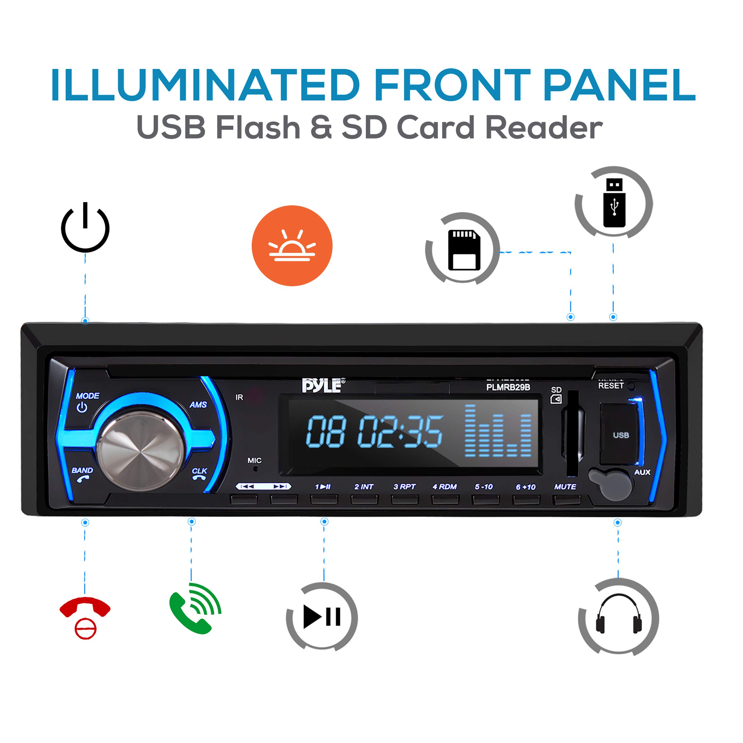 Pyle 6x9 Inch Dual Marine Speakers Marine Bluetooth Stereo Radio