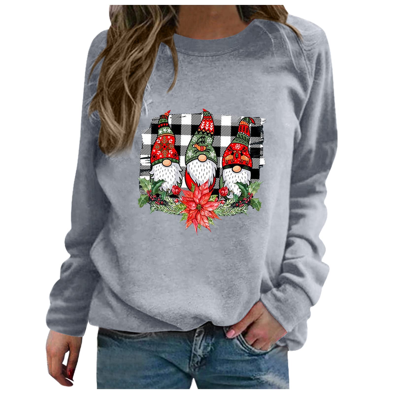Tunic For Women Tops Plain Fashion Hoodies Long Sleeve Sweatshirts Drop Shoulder Pullover Baseball T-Shirt Grey