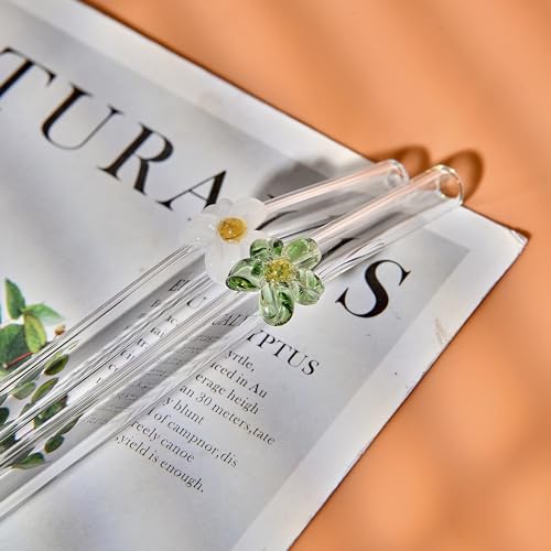 Reusable Glass Straws | 8.2'' X 8mm with Cleaning Brush | Perfect for Smoothies, Milkshakes, Juices ,Teas and Other Cold/Hot Beverages