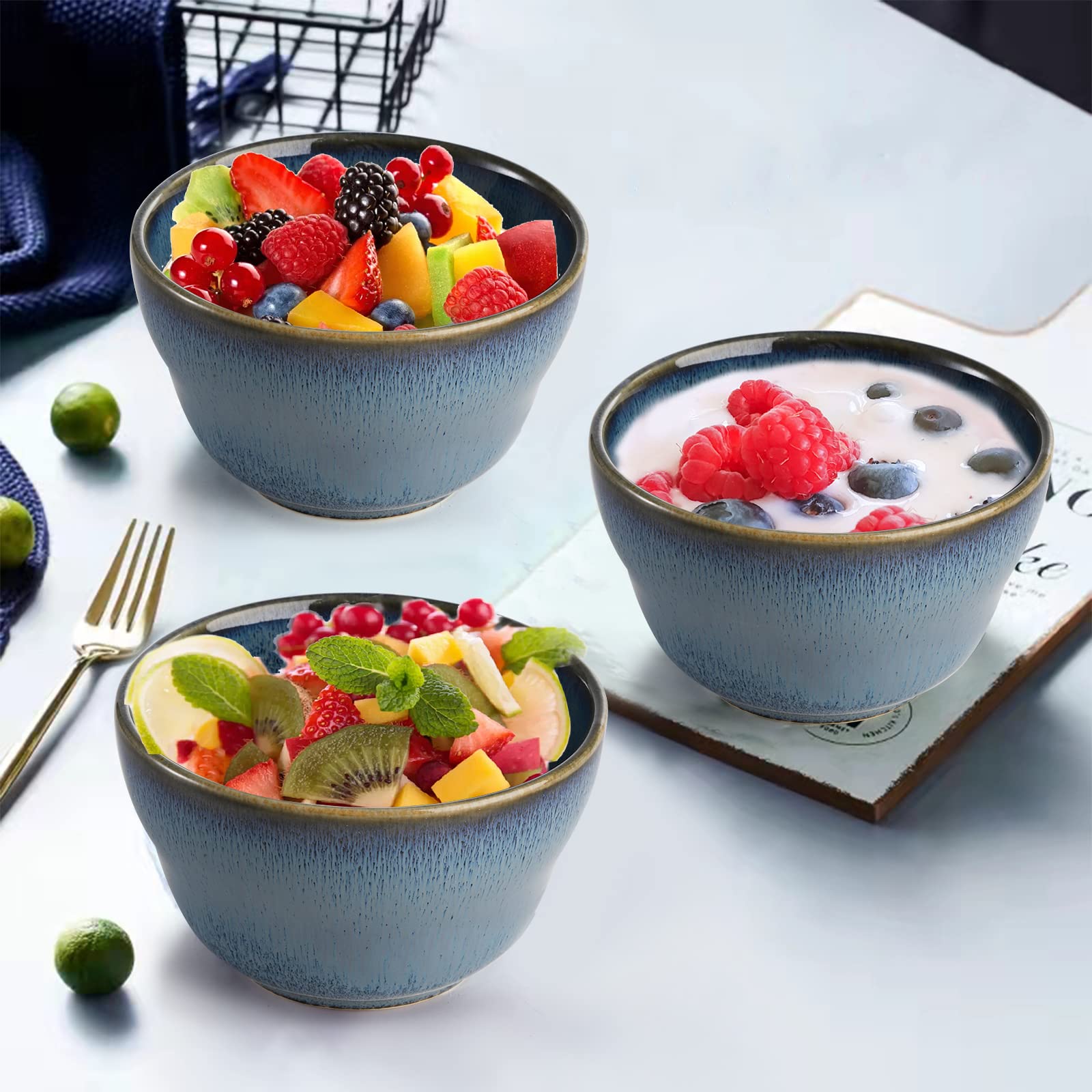 Peohud 6 Pack Small Dessert Bowls, 8 Ounce Bouillon Cups, Porcelain Pinch Bowl Ramekins for Dessert Pudding Soup Dipping Sauce