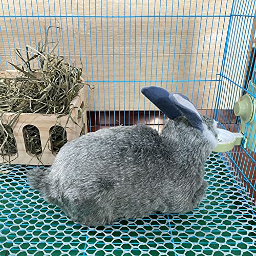 WEWAYKGJ Rabbit Hay Feeder Wooden Hay Rack Automatic Water Bottle Less Wasted Hay Feeder for Rabbit Bunny Chinchillas Guinea Pig Small Animal Supplies (Horizontal)