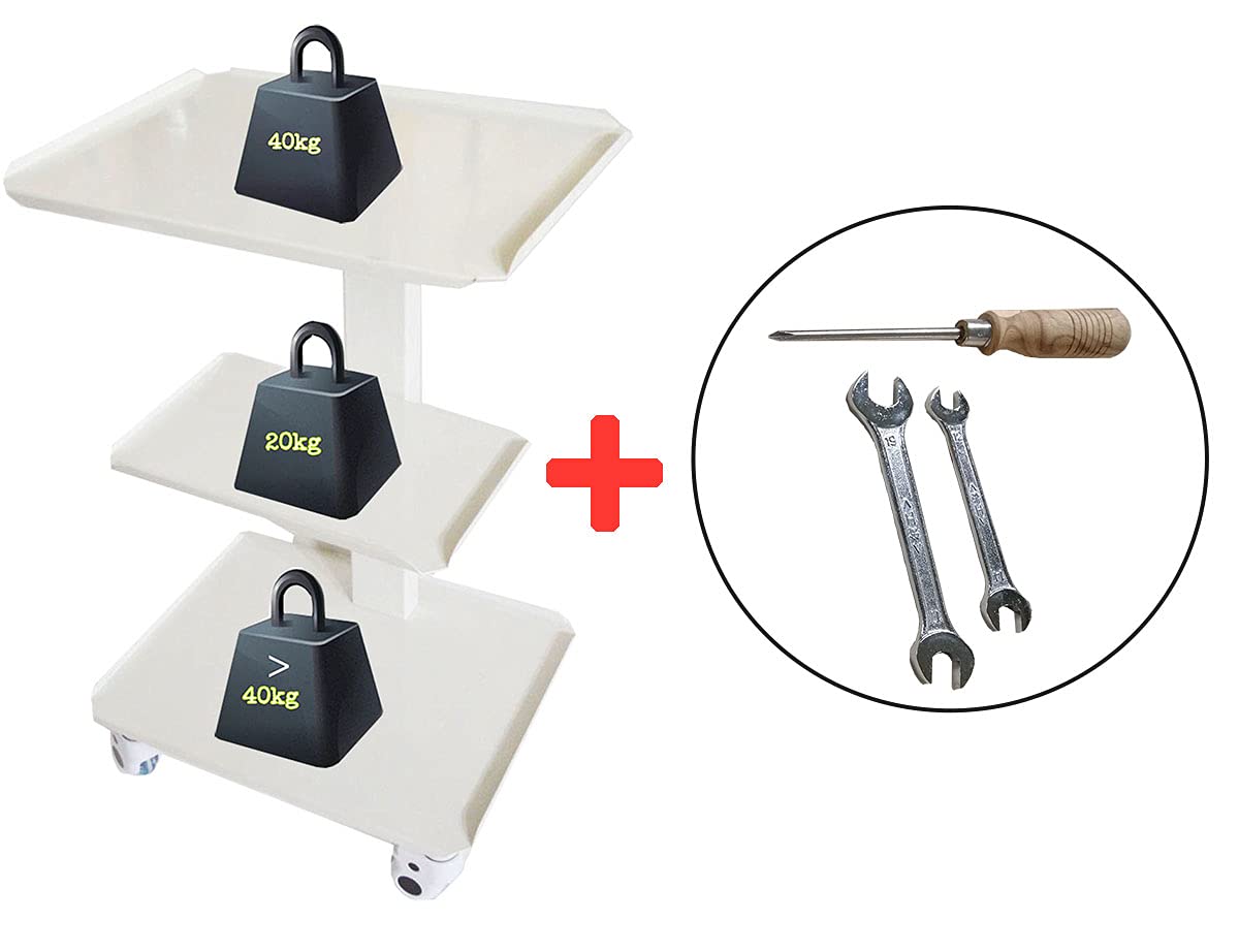 PreAsion Dentist Cart Multi-Function Mobile All High-Carbon Steel 3 Layers Trolley Weigh- Scale 40-70kg with Brake Wheels for Dental Hospital Nurse Emergency Lab