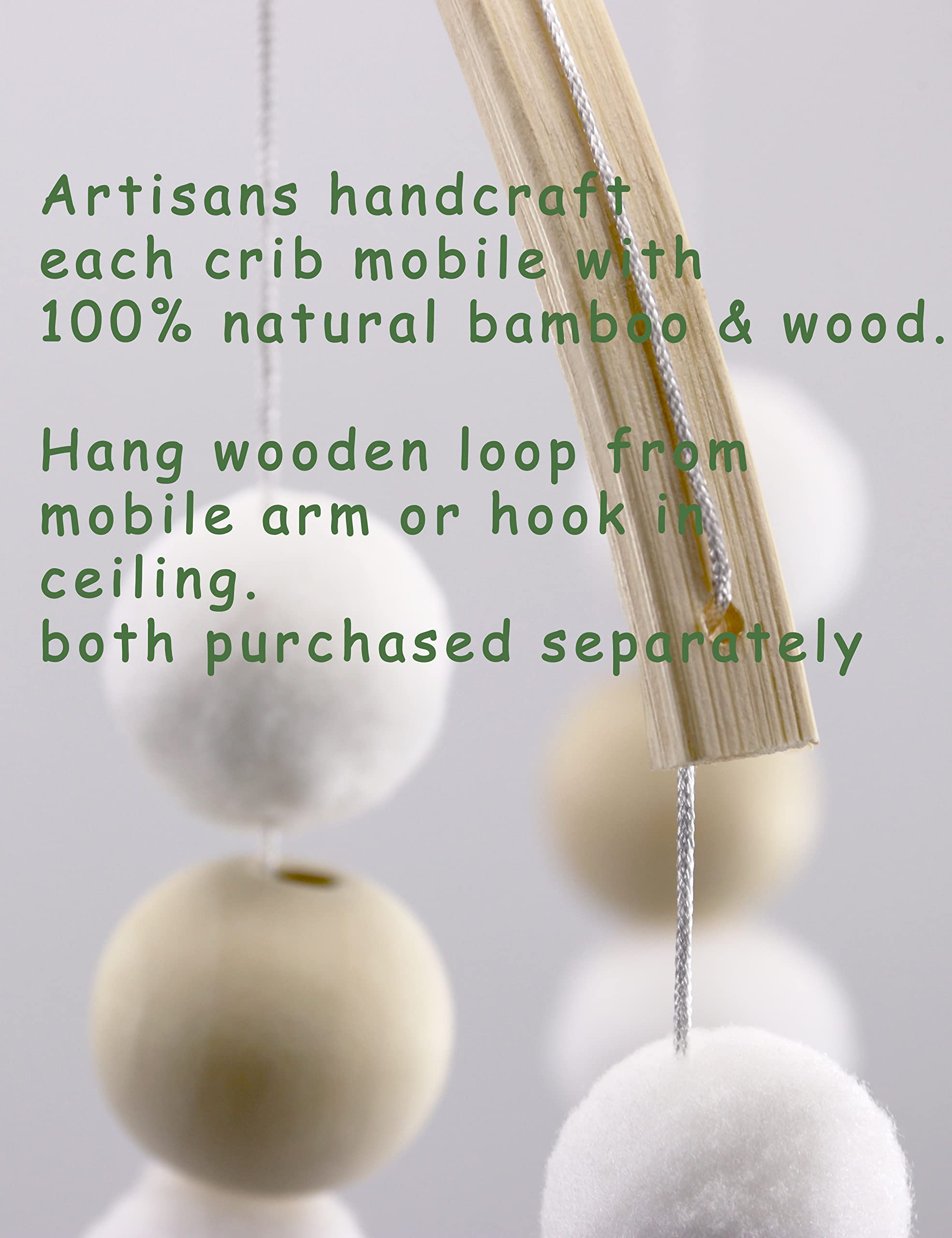 SUPICKET Home Decoration Lovely Wooden Bead Mobiles Bed Felt Baby Ceiling Accessories (White Ball Cloud)