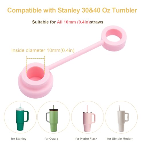 Straw Cover Cap for Stanley Cup 40oz 30oz 20oz, Stanley Cup Accessories Set Including 6 Pcs Tumbler Straw Toppers,Silicone Straw Covers Dust-Proof Protector Straw Lid for 0.4in/10mm Straws