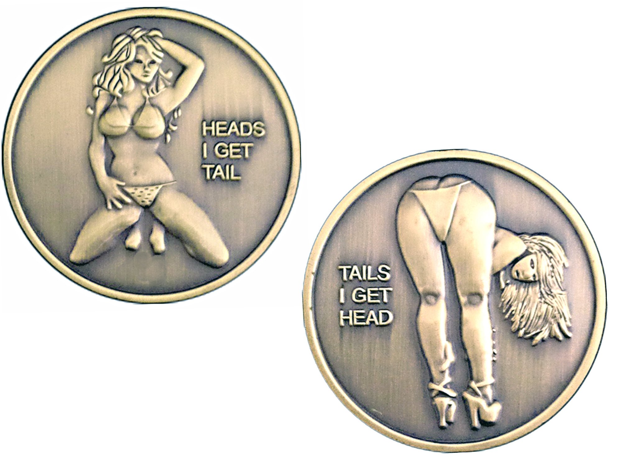 Thompson Emporium Pin Up Poster Bikini Babe Heads & Tails Good Luck Challenge Coin