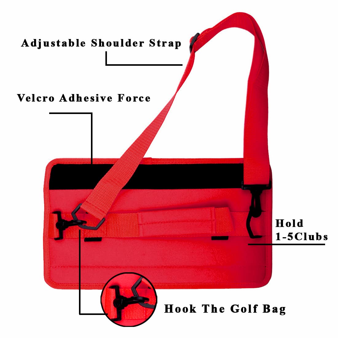 Portable Golf Club Carry Bag, Lightweight Travel Carrier Bag for Golf Training (Red)