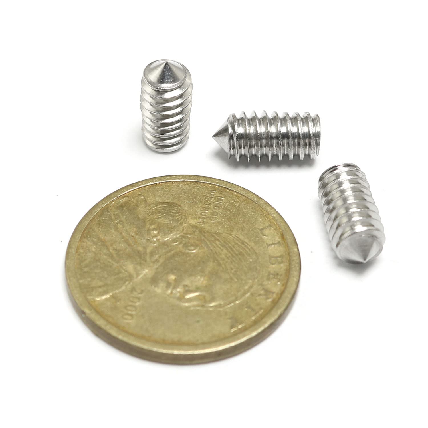 Pro Bamboo Kitchen 20pcs 1/4-20x1/2" Hexagon Hex Socket Set Grub Screws 304 Stainless Steel Full Thread Cone Point Grub Screw