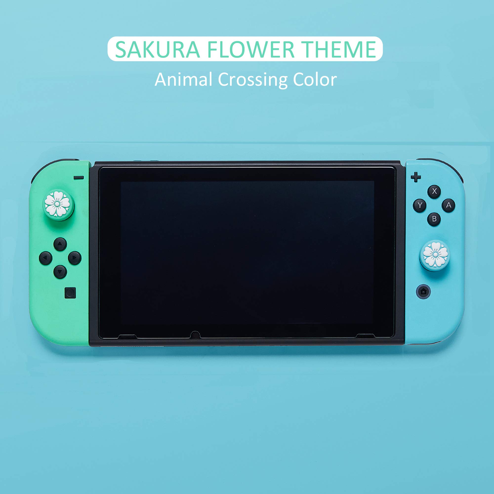 LeyuSmart Sakura Flower Thumb Grip Caps, Joystick Cap for Nintendo Switch/OLED/Lite, Soft Silicone Cover for JoyCon Thumbstick,4Pcs (AnimalCrossing)