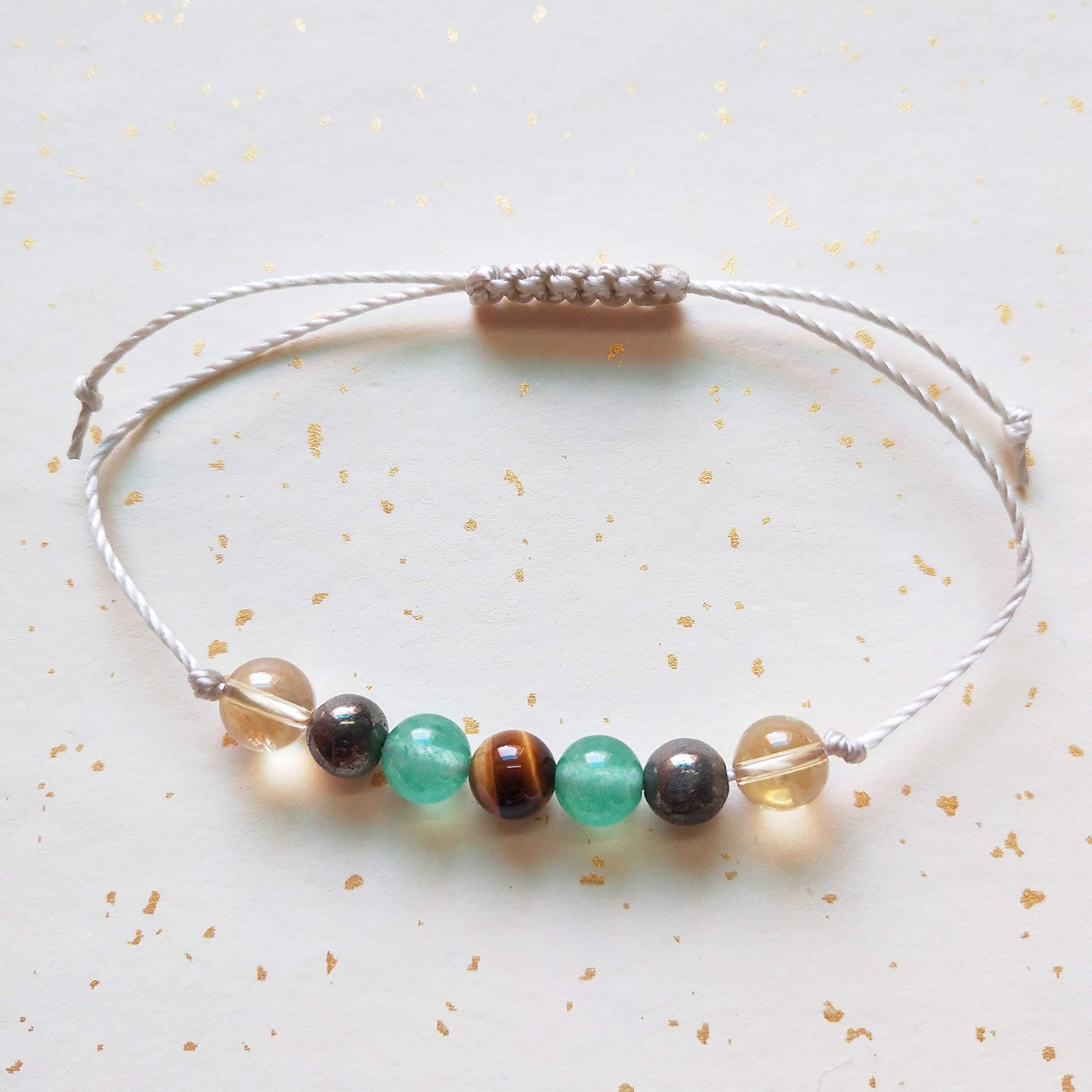 LFaize Money Maker, Pyrite, Aventurine, Tiger Eye, Citrine, Meditation, Wealth, Abundance, Prosperity, String Bracelet