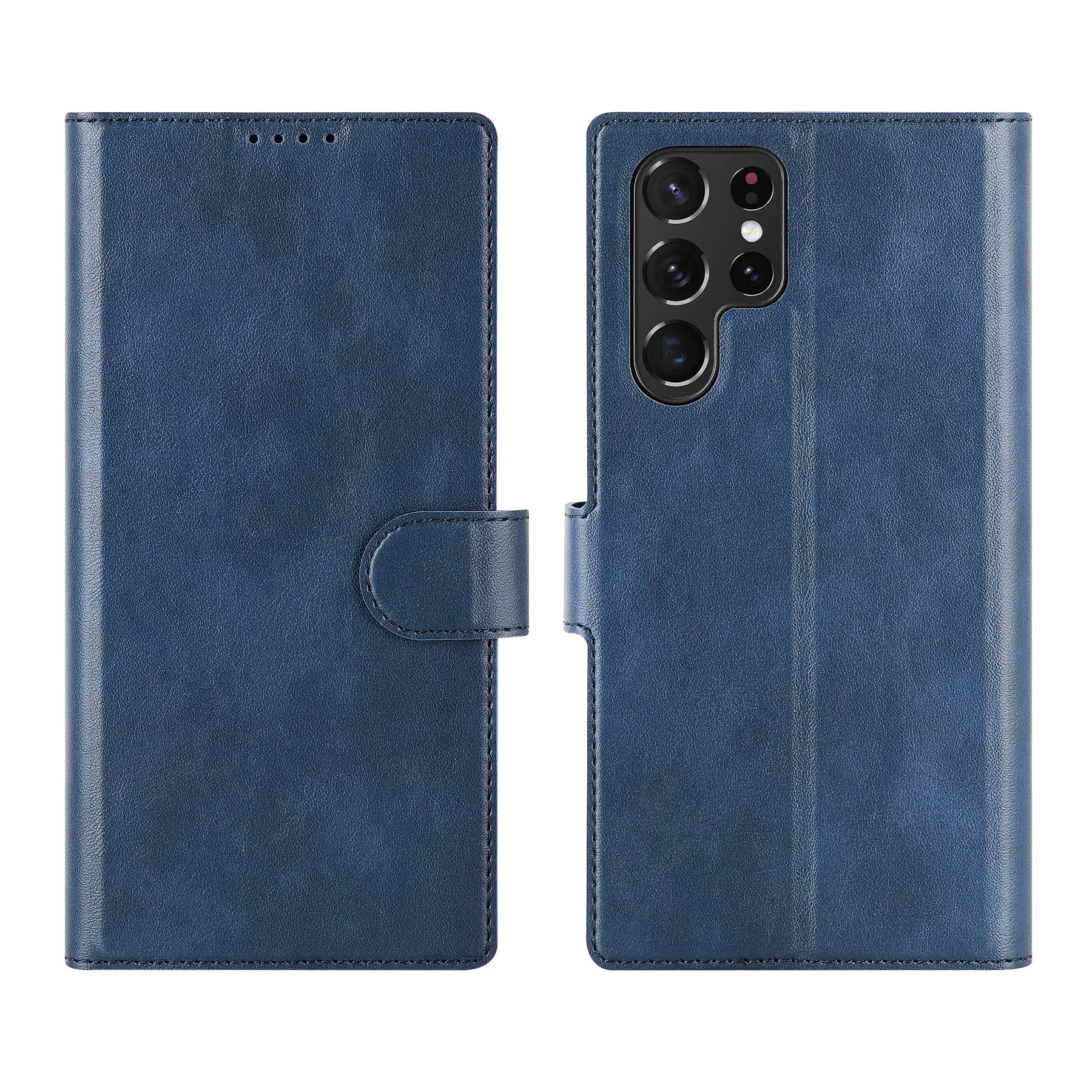 Paton Wallet Case for Samsung Galaxy S22 Ultra,PU Leather Galaxy S22 Ultra 5G Case with Card Holster Stand Magnetic Closure,Shockproof Fold Protective Phone Case for Samsung Galaxy S22 Ultra (Blue)