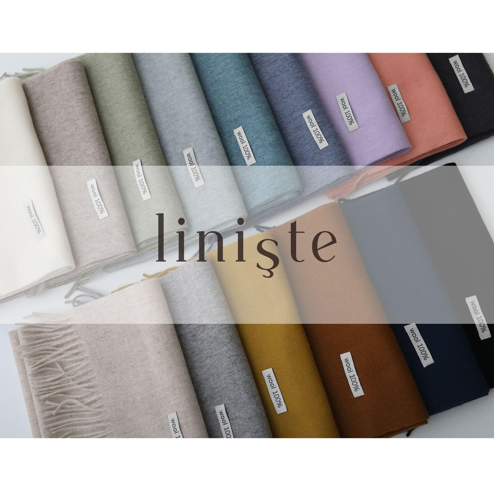 linişte 100% Pure Wool Scarf - Men and Women Winter Warm Soft Luxurious Solid Colors Gift Box Cream