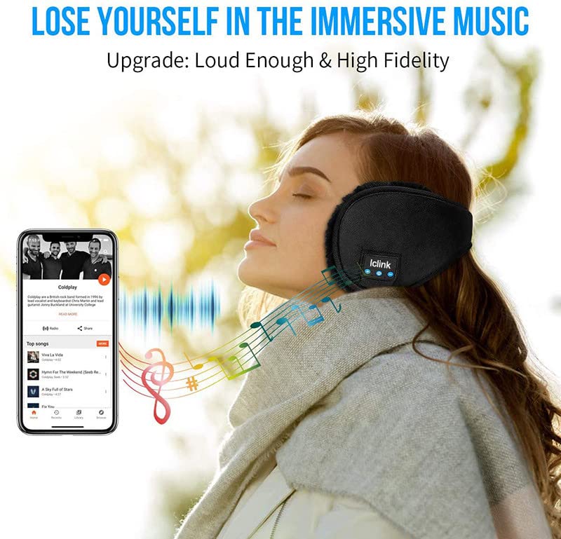 Wireless Bluetooth Ear Muffs for Winter Women Men, Built-in HD Speakers & Microphone, for Winter Outdoor Sports Travel
