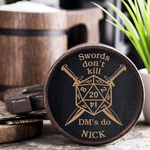 Swords don't kill DM's do Beer Mug. D20 Wooden Beer Mug. Dungeon and Dragons Mug. Dungeon Master Personalized Mug. D&D Gift. DnD Beer Stein. Gift for Men. Gamer Gift. Beer Tankard. Gift for Him K250